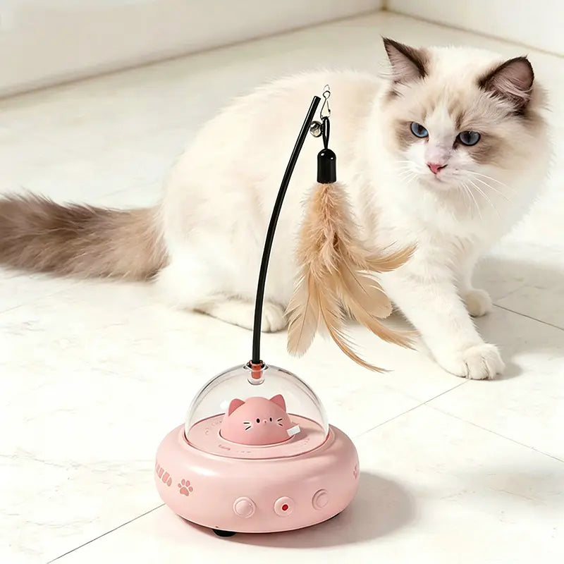 Smart Electric 2-In-1 Laser Feather Cat Toy Automatic Rotating Interac ...