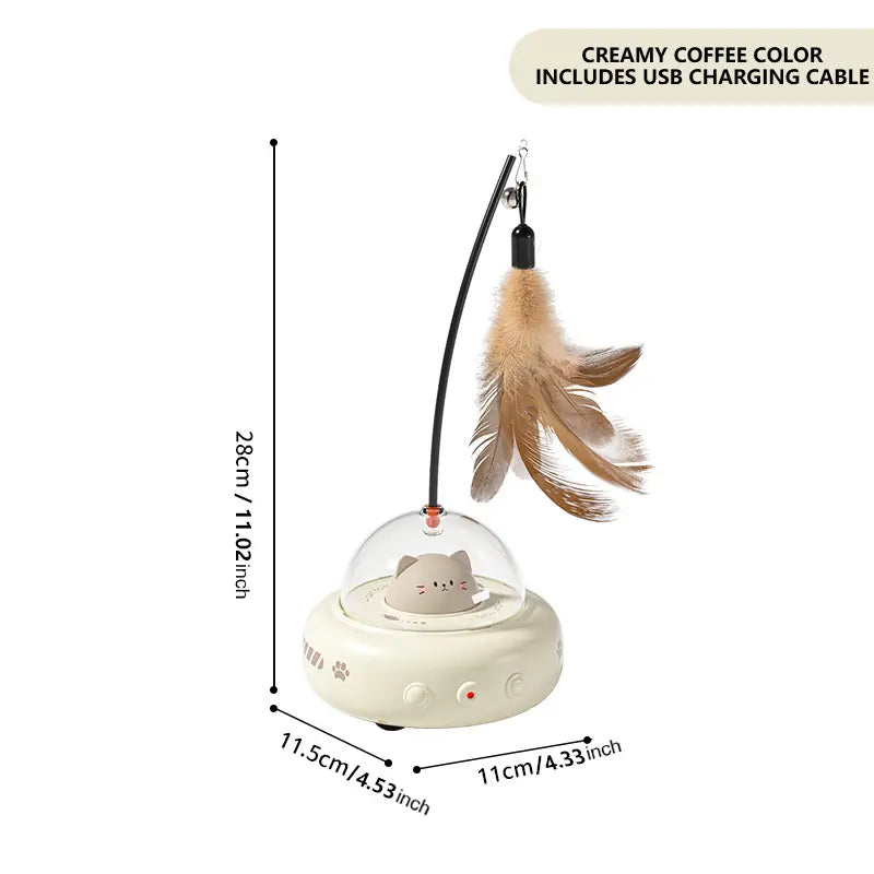 Smart Electric 2-In-1 Laser Feather Cat Toy Automatic Rotating Interac ...